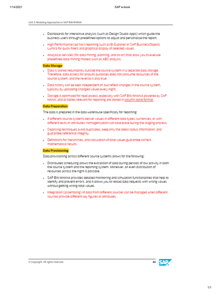 Unit 3: Modeling Approaches in SAP BW/4HANA | PDF
