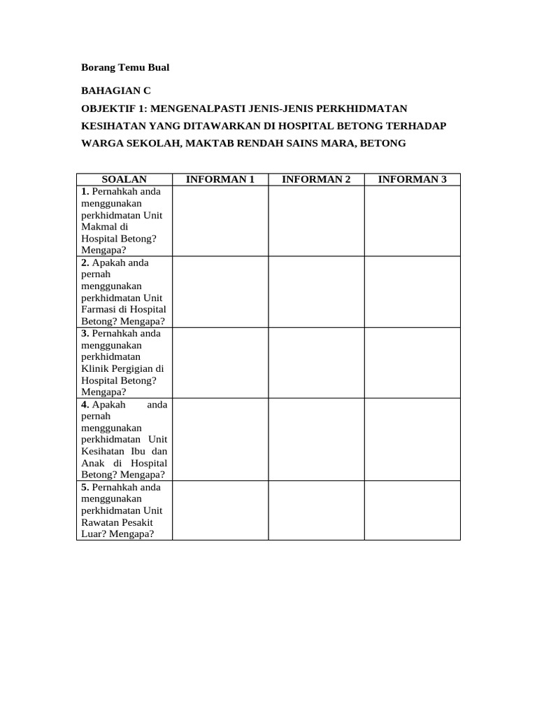 Borang Temu Bual 2 | PDF