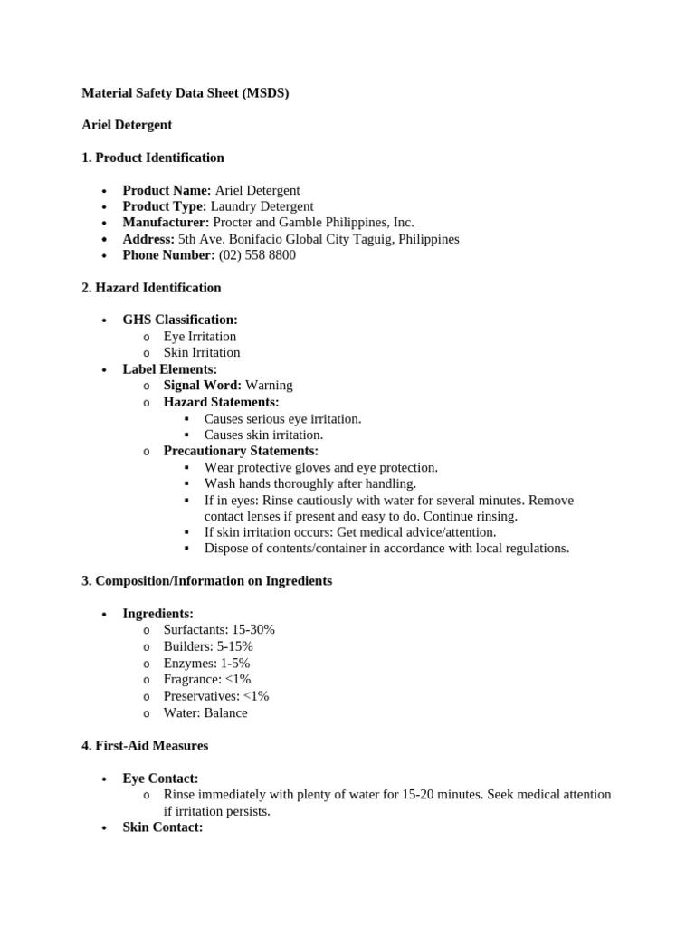 Material Safety Data Sheet | PDF