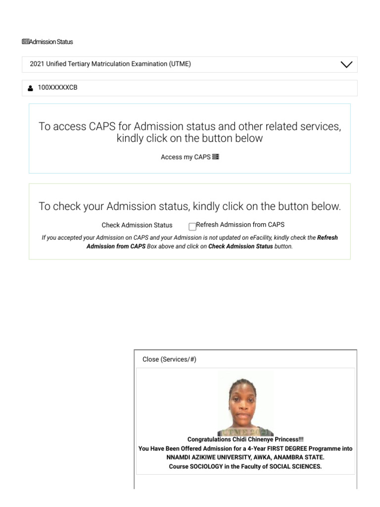 Check Admission Status | PDF
