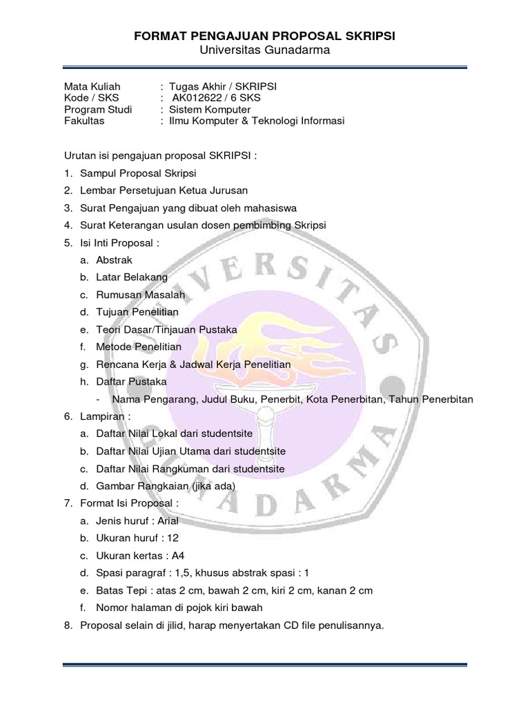Format Pengajuan Proposal Skripsi Univer | PDF