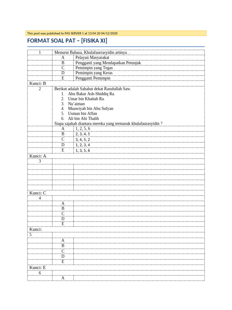 Form Soal PAT 2022-2023 | PDF