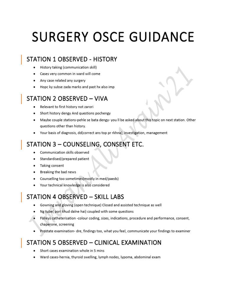 Surgery OSCE Guide | PDF