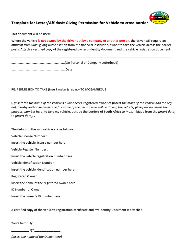 Template Cross Border Affidavit | PDF