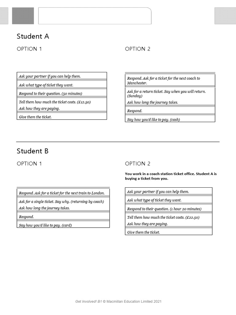 GI B1 U6 Speaking Task | PDF