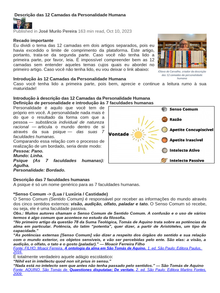 Descrição Das 12 Camadas Da Personalidade Humana | PDF