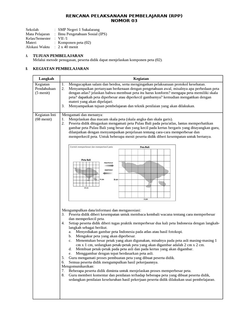 RPP 03 IPS KELAS 7 SMT1 2020-2021 (Komponen Peta 2) | PDF