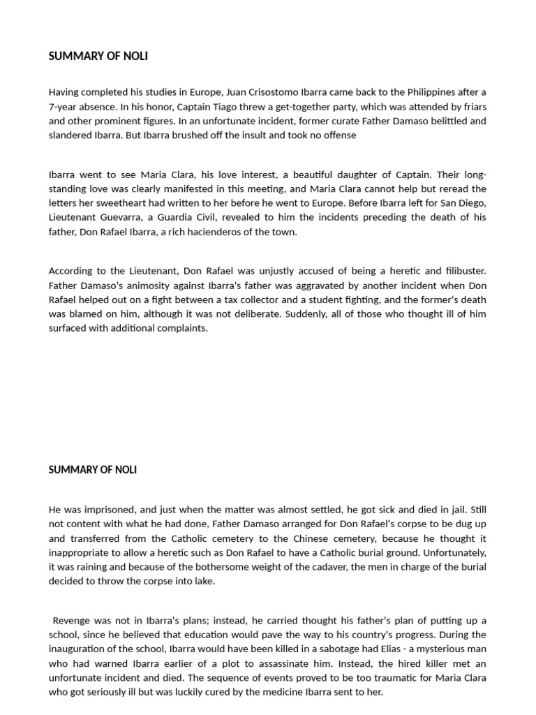 Summary of Noli | PDF
