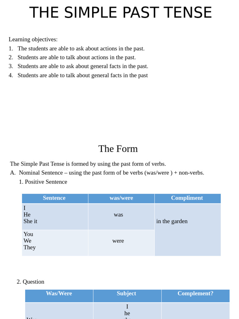 The Simple Past Tense | PDF