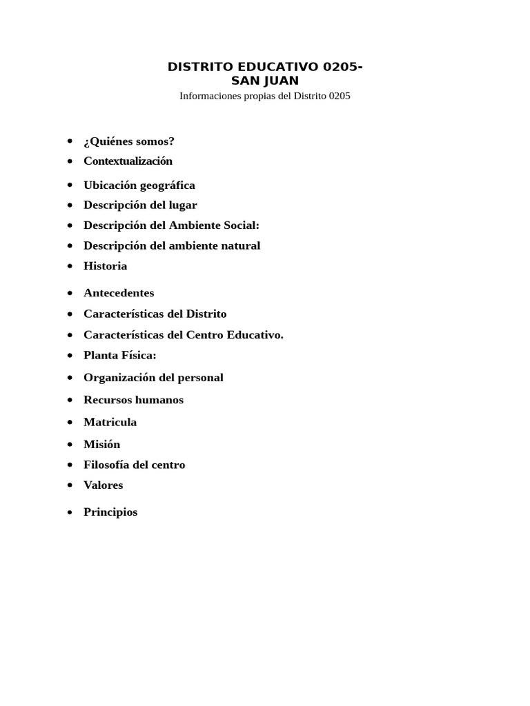 Informaciones Propias Del Distrito 0205 | PDF