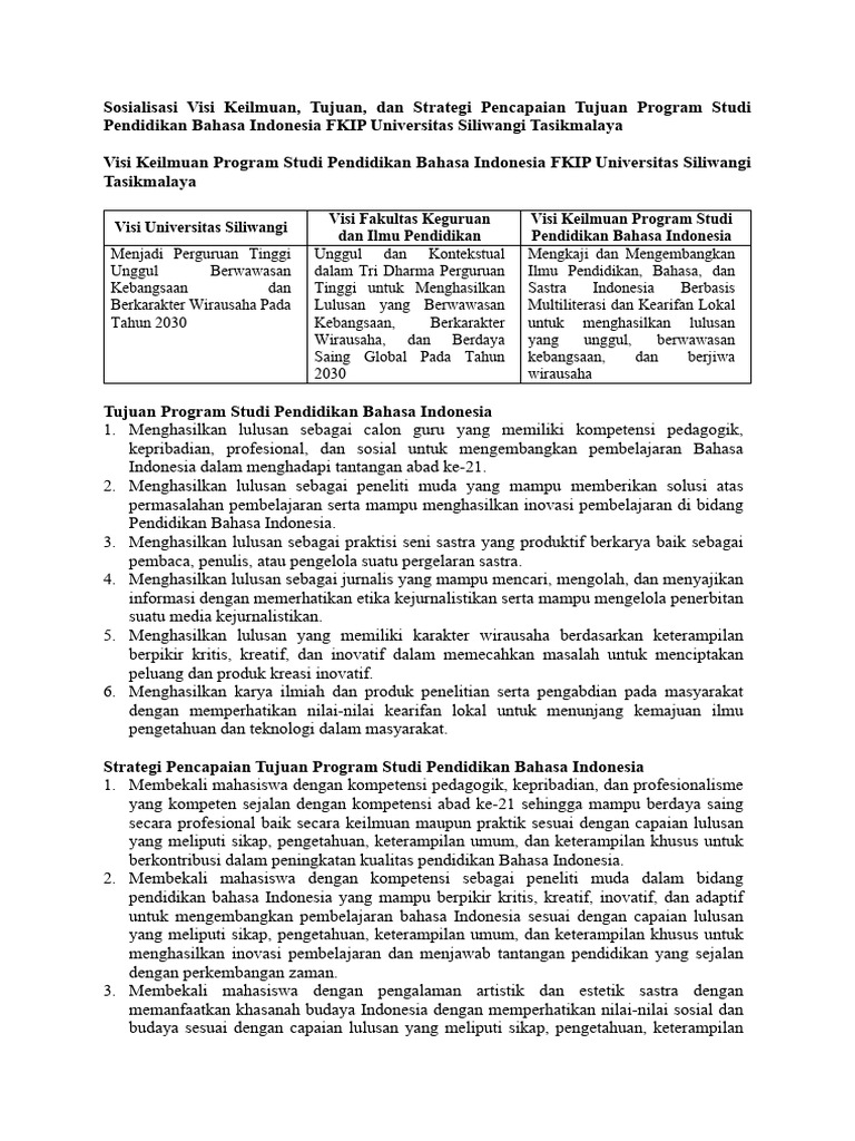 Sosialisasi Visi Keilmuan | PDF