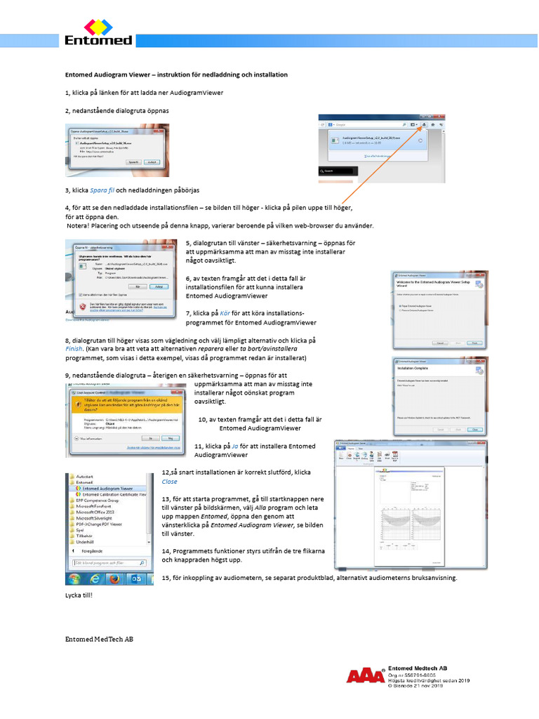 Entomed Audiogram Viewer Installationsanvisning | PDF