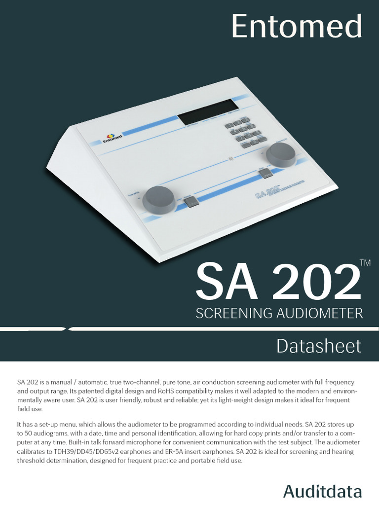 Entomed SA202 Screening Audiometer Brochure | PDF
