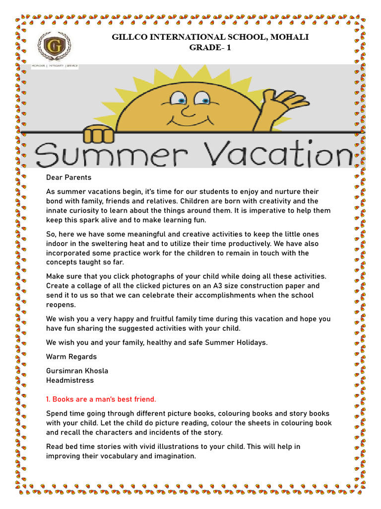 Circular_20240523091600_grade_1_holidays_homework_24-25 | PDF