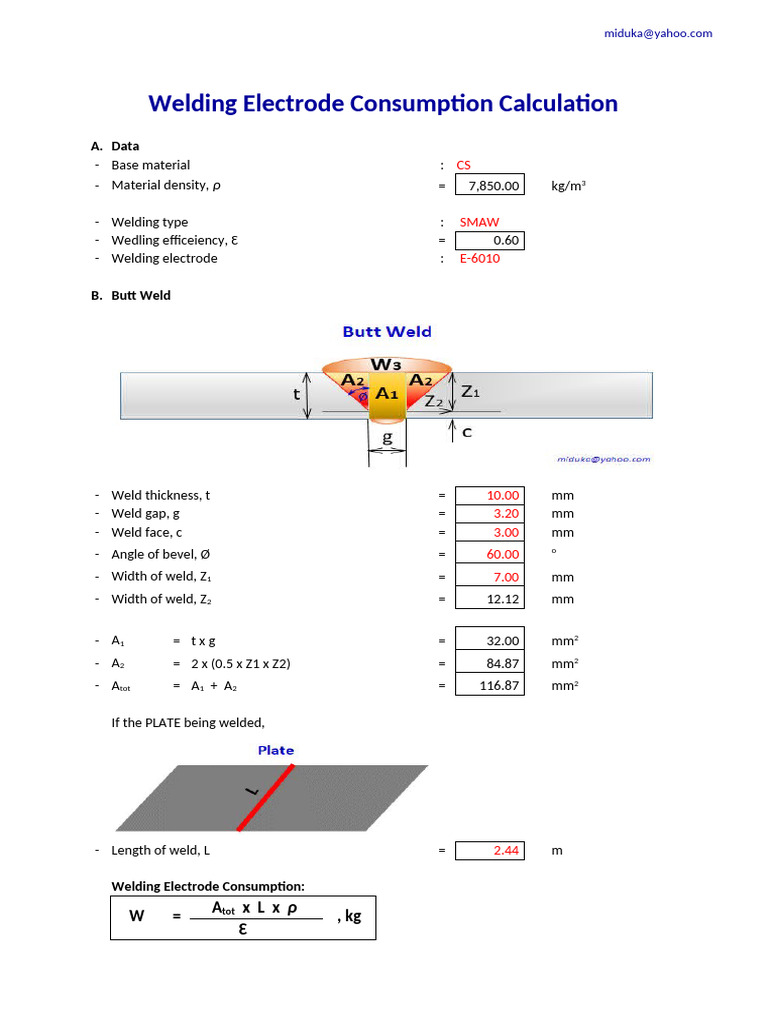 Welding Electrode Consumption Calculation | PDF