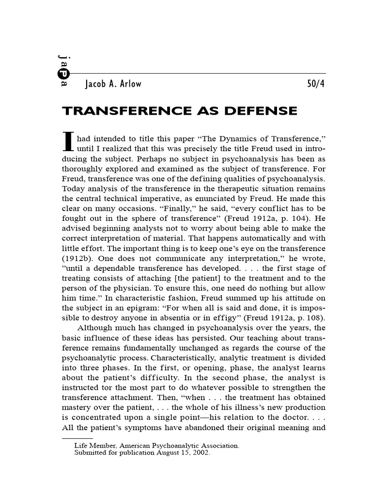 Understanding Transference in Psychoanalysis | PDF | Psychoanalysis ...