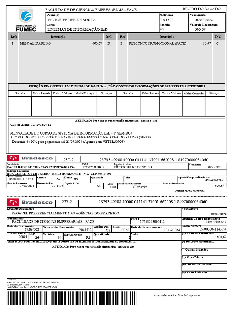 Comprovante Meia | PDF