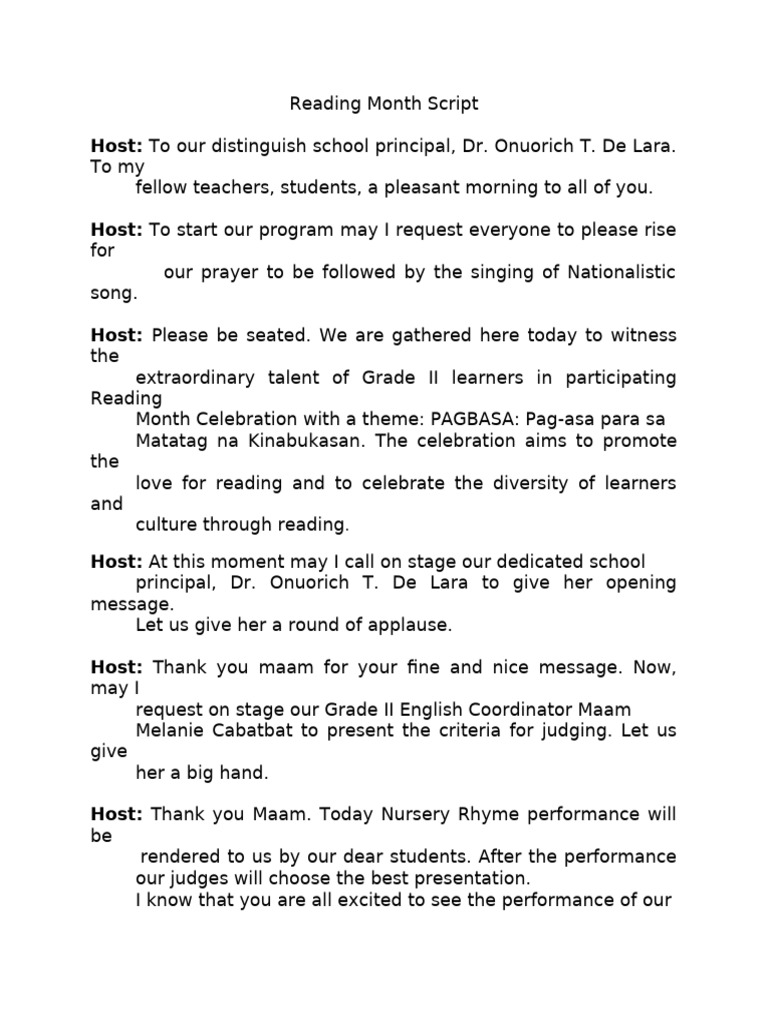 Reading Month Script | PDF