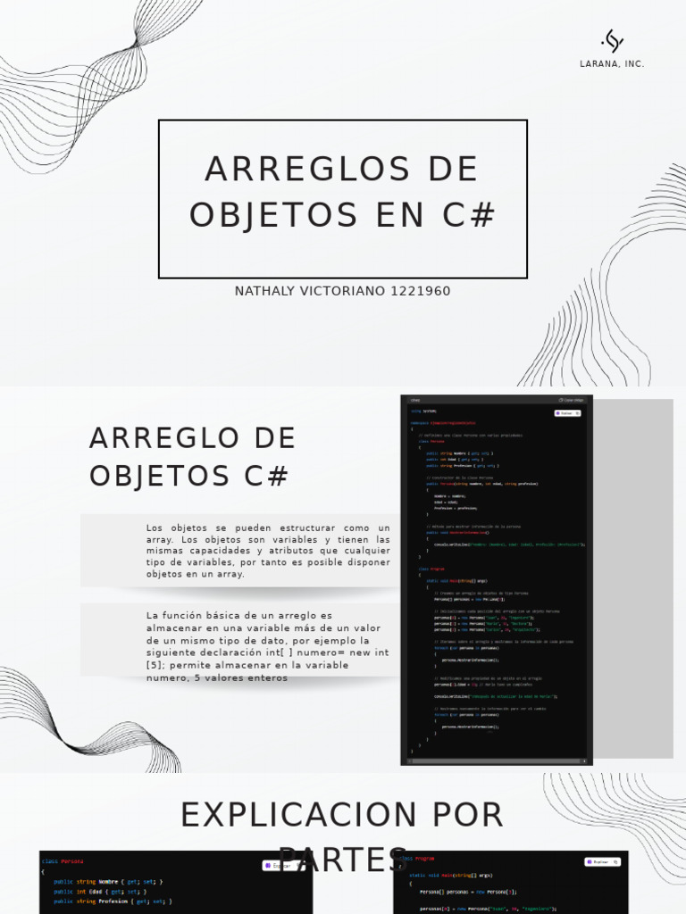 Arreglos de Objetos, Programacion III | PDF