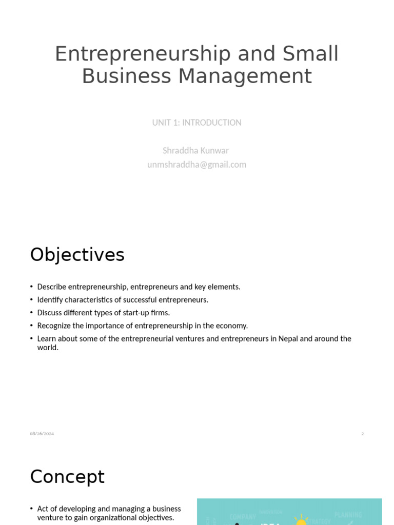 Entrepreneurship Unit 1 Final | PDF