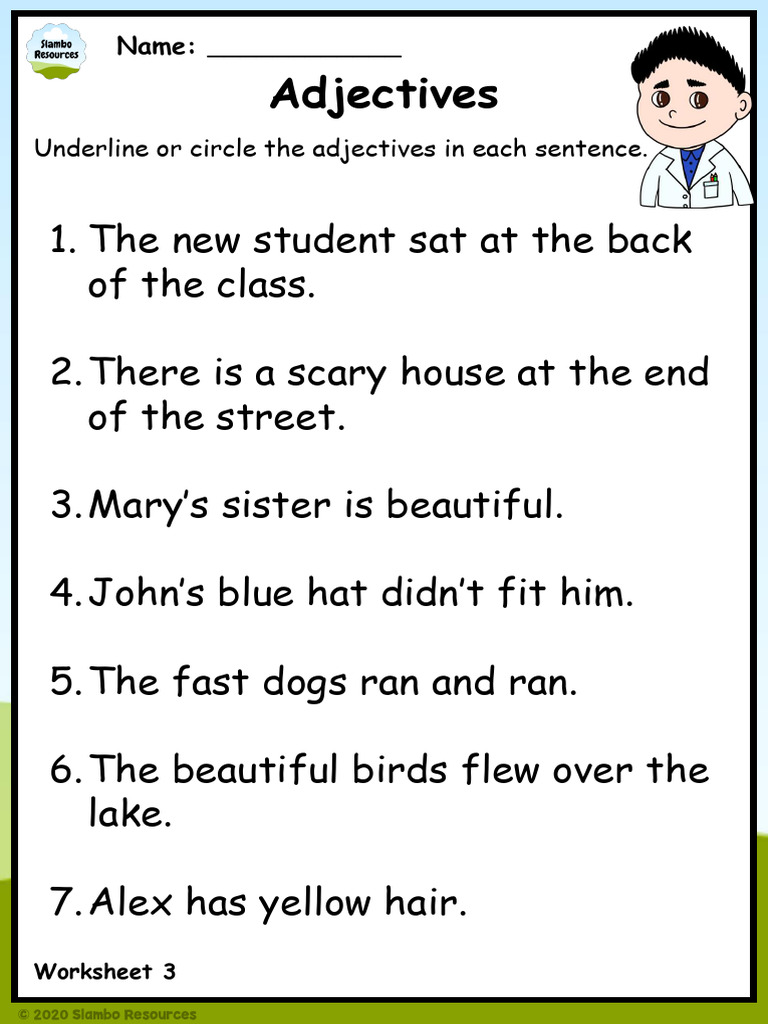 Grade 2 Adjectives Worksheet 3 | PDF