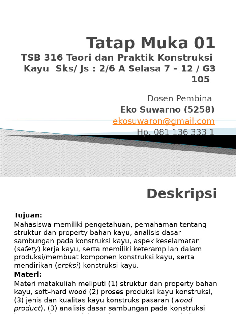 Handout Minggu 01 Introduksi Dan Properti Kayu | PDF