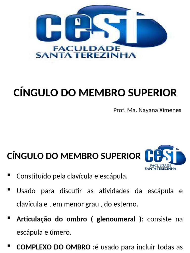 AULA 6 CÍNGULO DO MEMBRO SUPERIOR | PDF