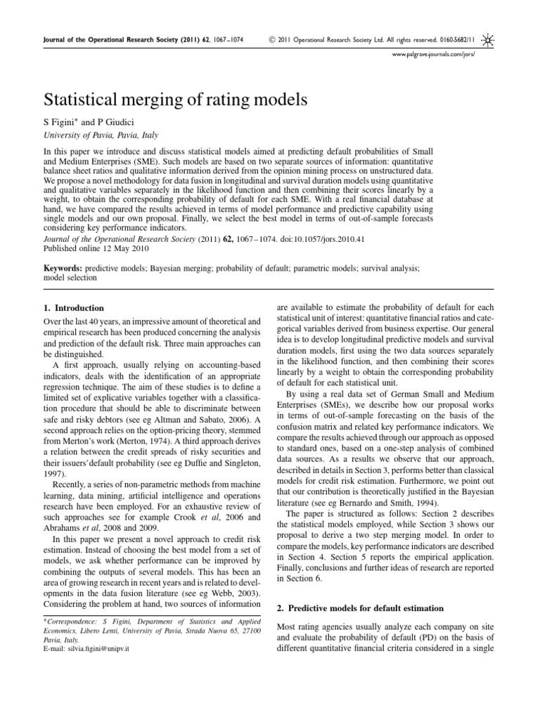 Statistical Merging of Rating Models | PDF