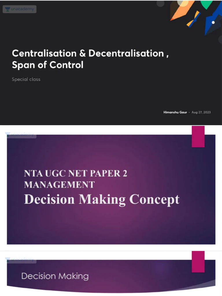 Centralisation Decentralisation Span of Control No Anno | PDF