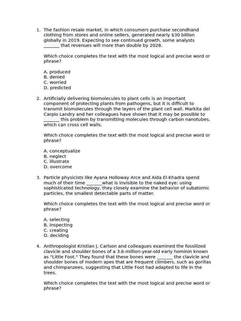 Digital SAT Practice Paper | PDF