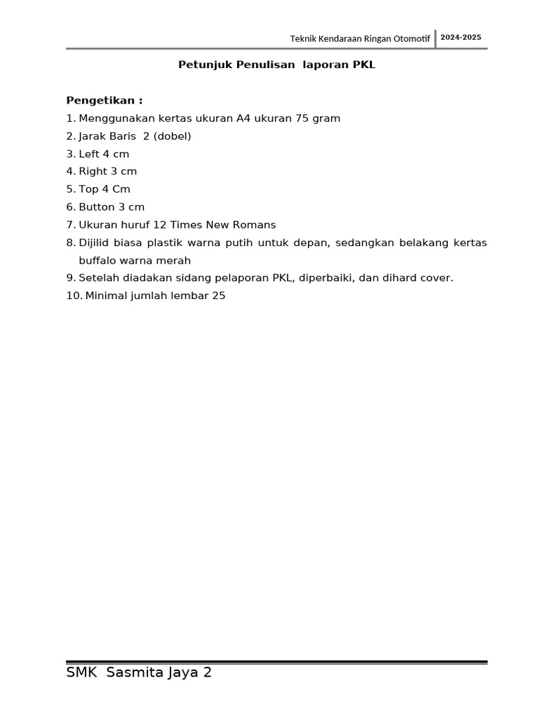 Metode Penulisan Laporan PKL Tkro | PDF
