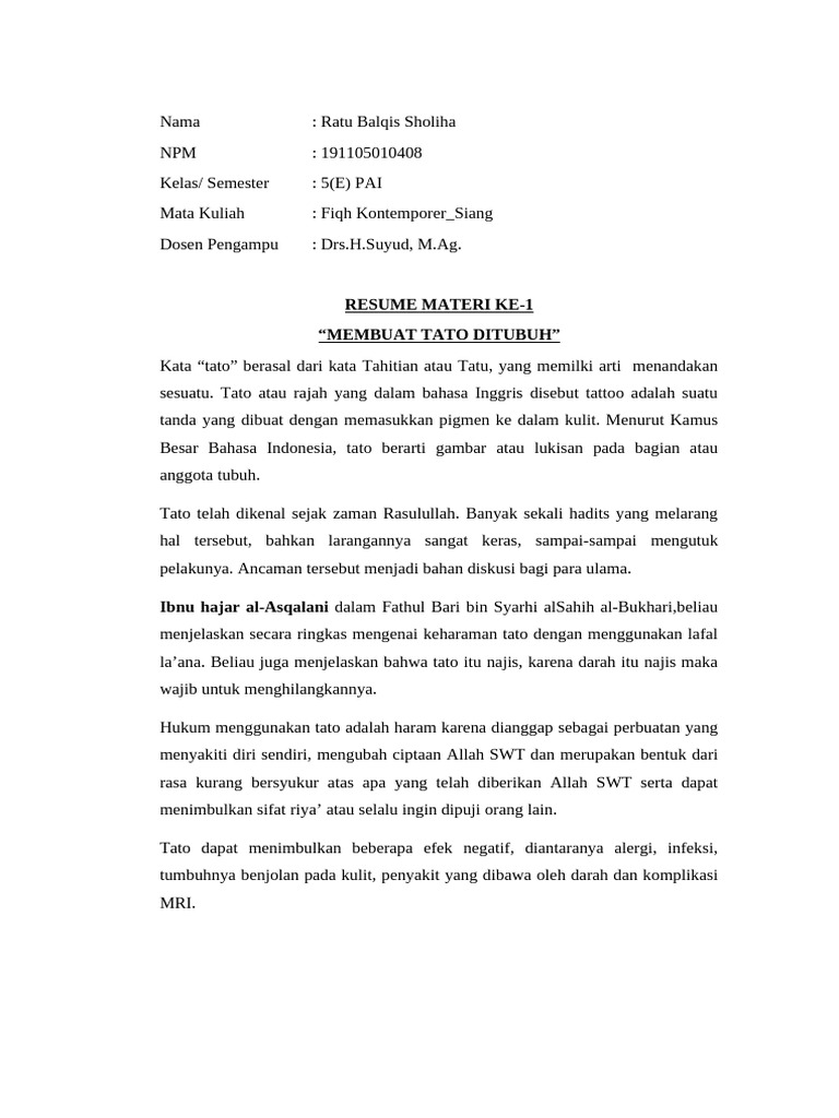 Hasil Resume Ratu Balqis SHoliha | PDF