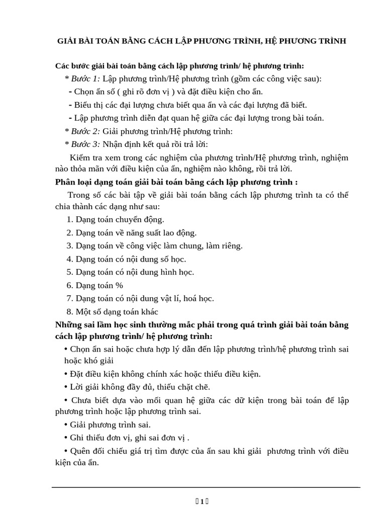 Chuyen de Giai Bai Toan Bang Cach Lap HPT Hoac PT | PDF