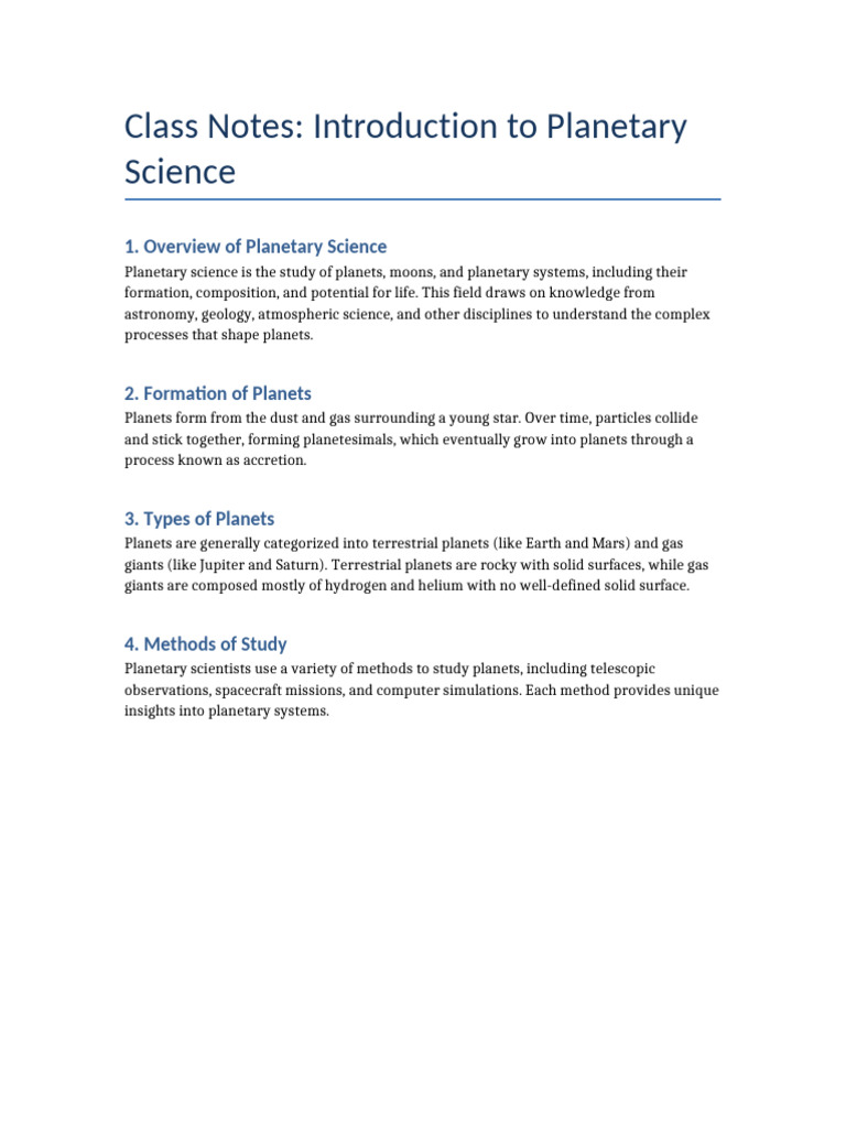 Class_Notes_Intro_to_Planetary_Science | PDF