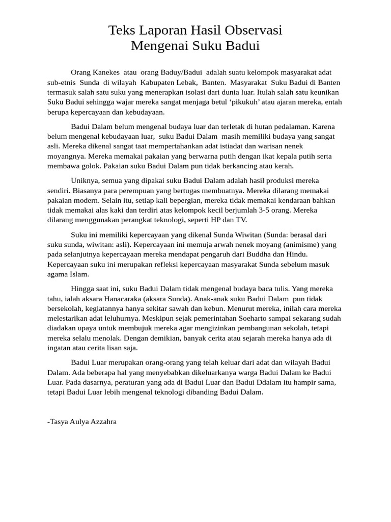 Suku Badui (Tasya) | PDF