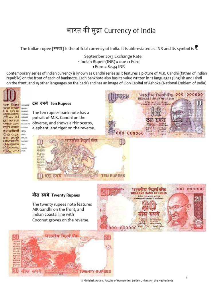 Currency of India in Hindi and English | PDF