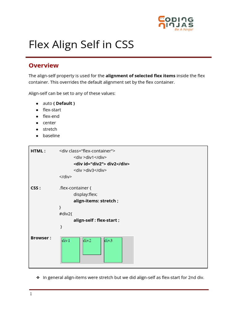 Flex Align Self in CSS - CN | PDF | World Wide Web Consortium Standards ...