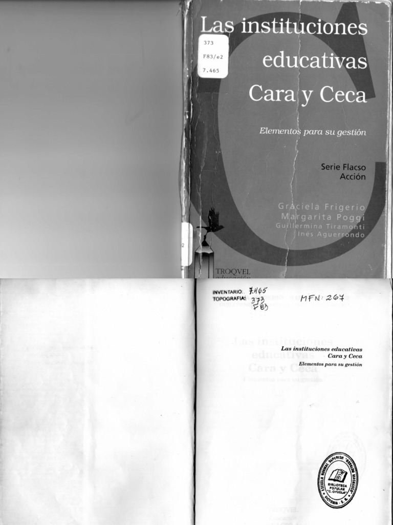 Frigerio y Poggi Las Instituciones Educativas Cara y Ceca | PDF