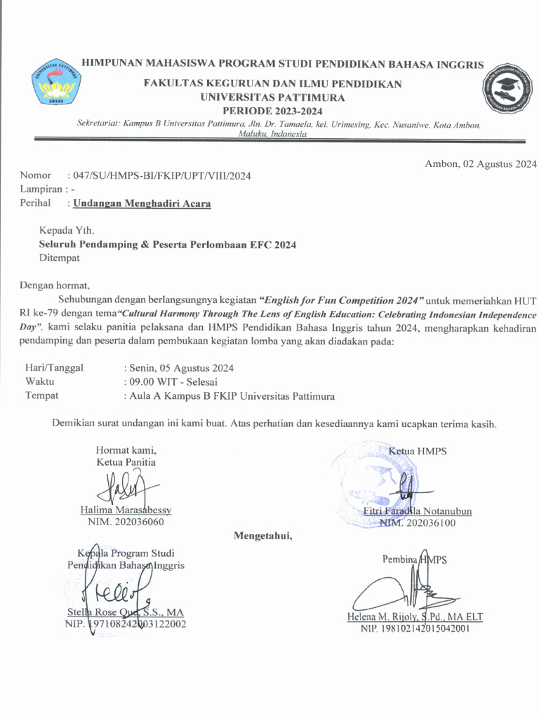 Undangan Pembukaan Lomba EFC | PDF