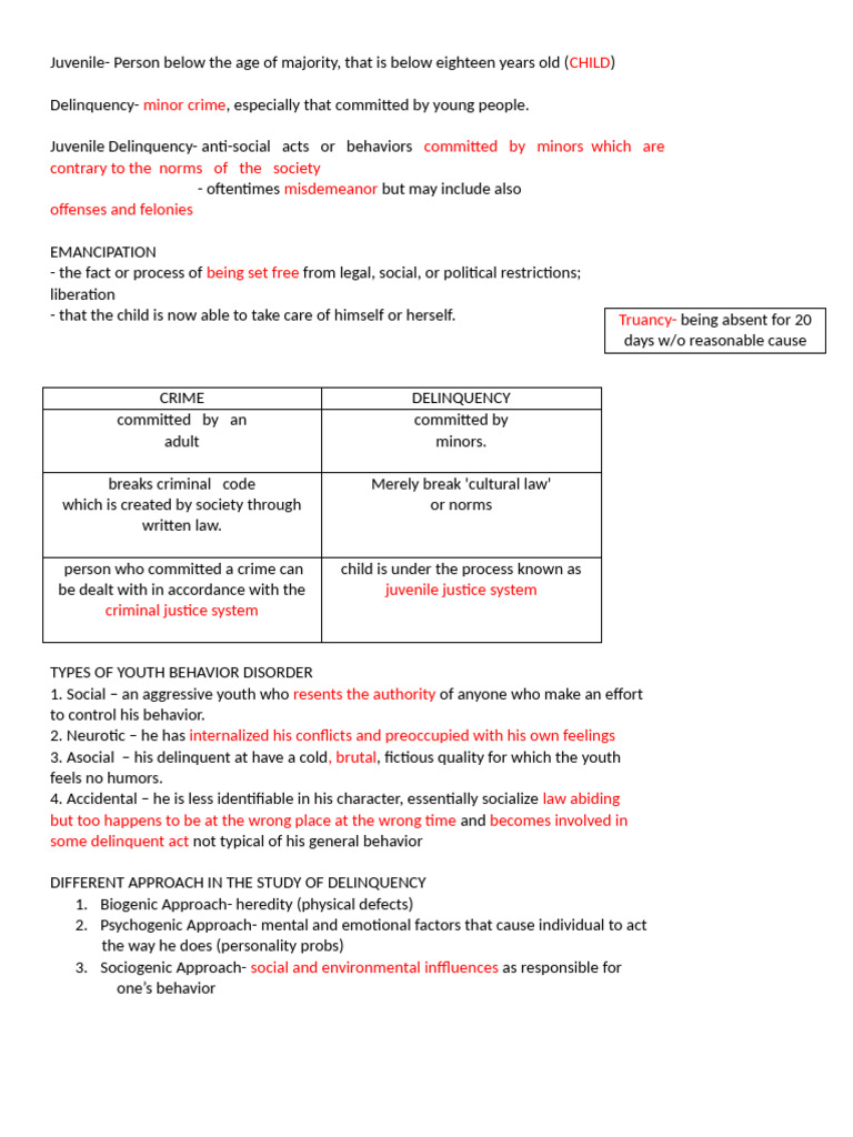 Juvenile Delinquency Crim 105 | PDF