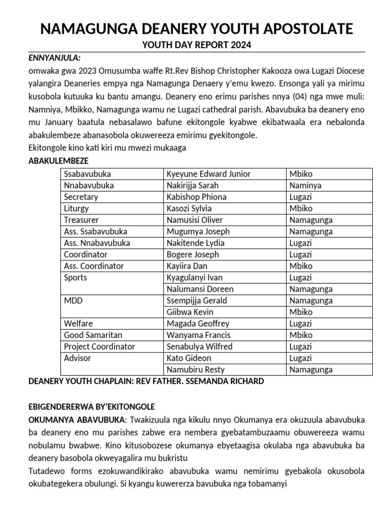 Report Namagunga Luganda | PDF