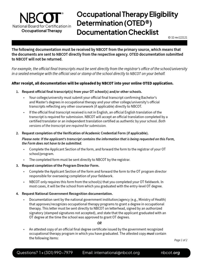 OTED Documentation Checklist | PDF | Crecimiento personal y profesional ...