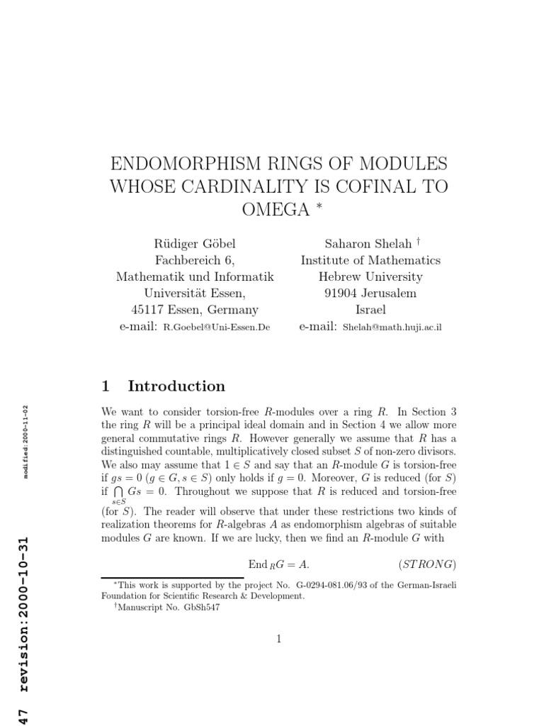 Rudiger Gobel and Saharon Shelah - Endomorphism Rings of Modules Whose ...