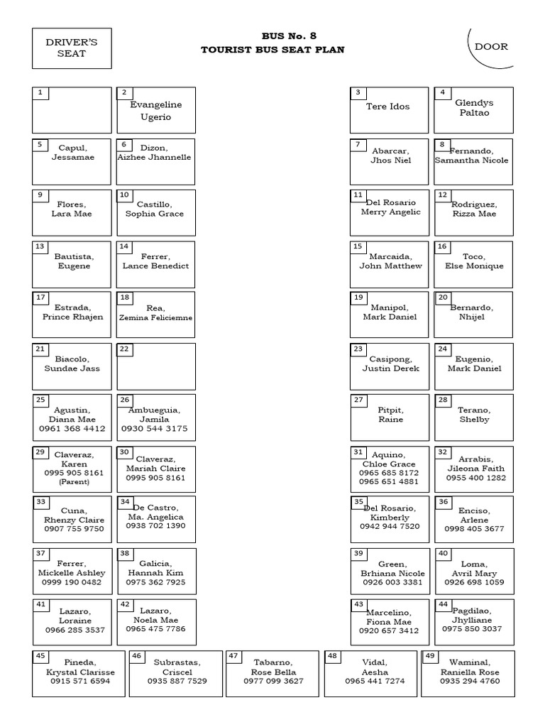 Bus 8-Seat-Plan | PDF