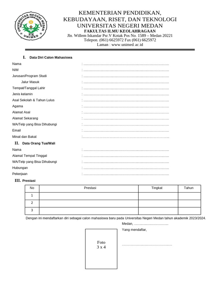 Formulir Maba PKKMB 2024 Fik | PDF