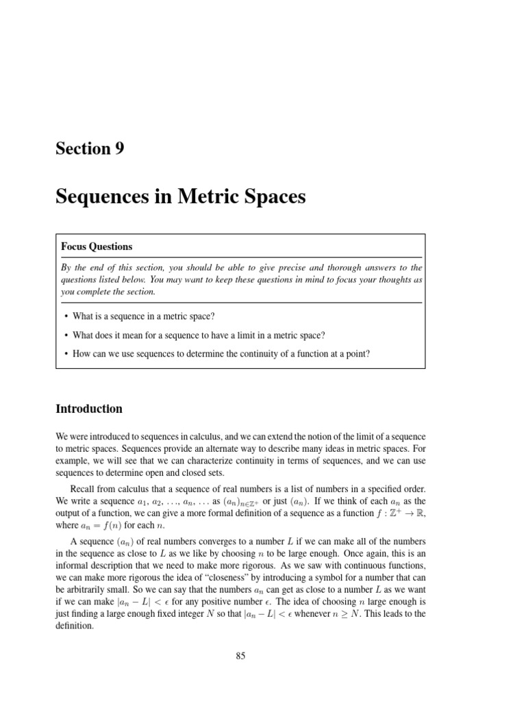 Sequences in Metric Spaces | PDF