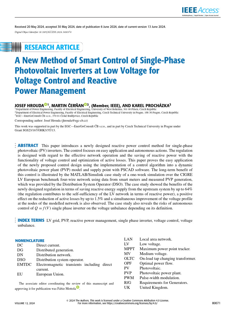 A New Method of Smart Control of Single-Phase Photovoltaic Inverters at Low Voltage For Voltage ...