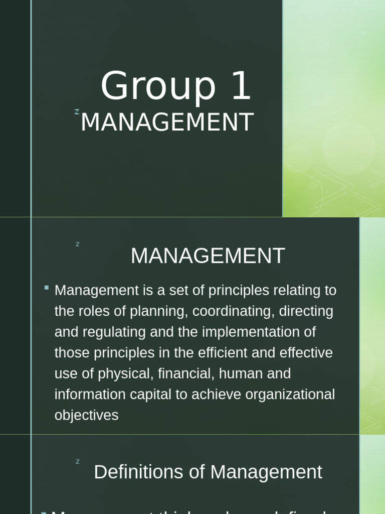 Group 1: Management | PDF