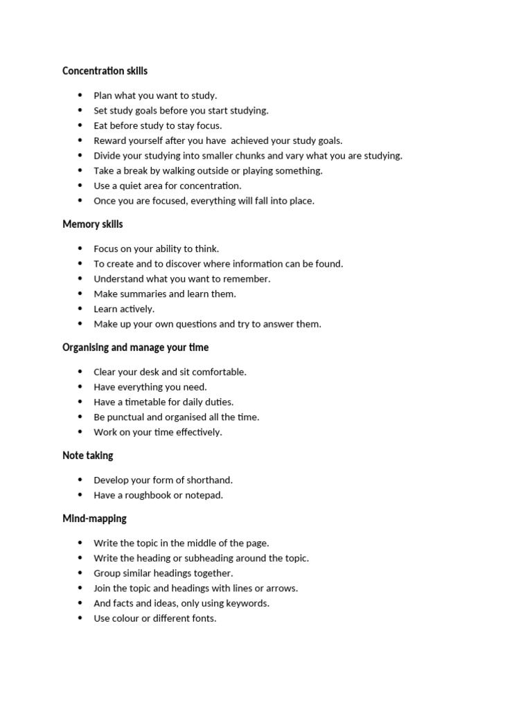 Grade 10 Notes Study Skills | PDF