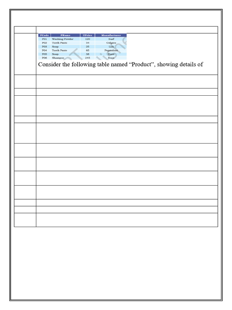 MySQL Functions Practical File Questions | PDF